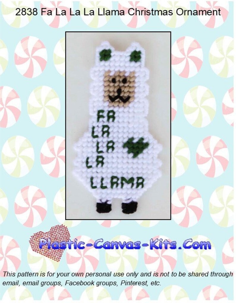 Fa La La La Llama Christmas Ornament-plastic Canvas Pattern-pdf ...