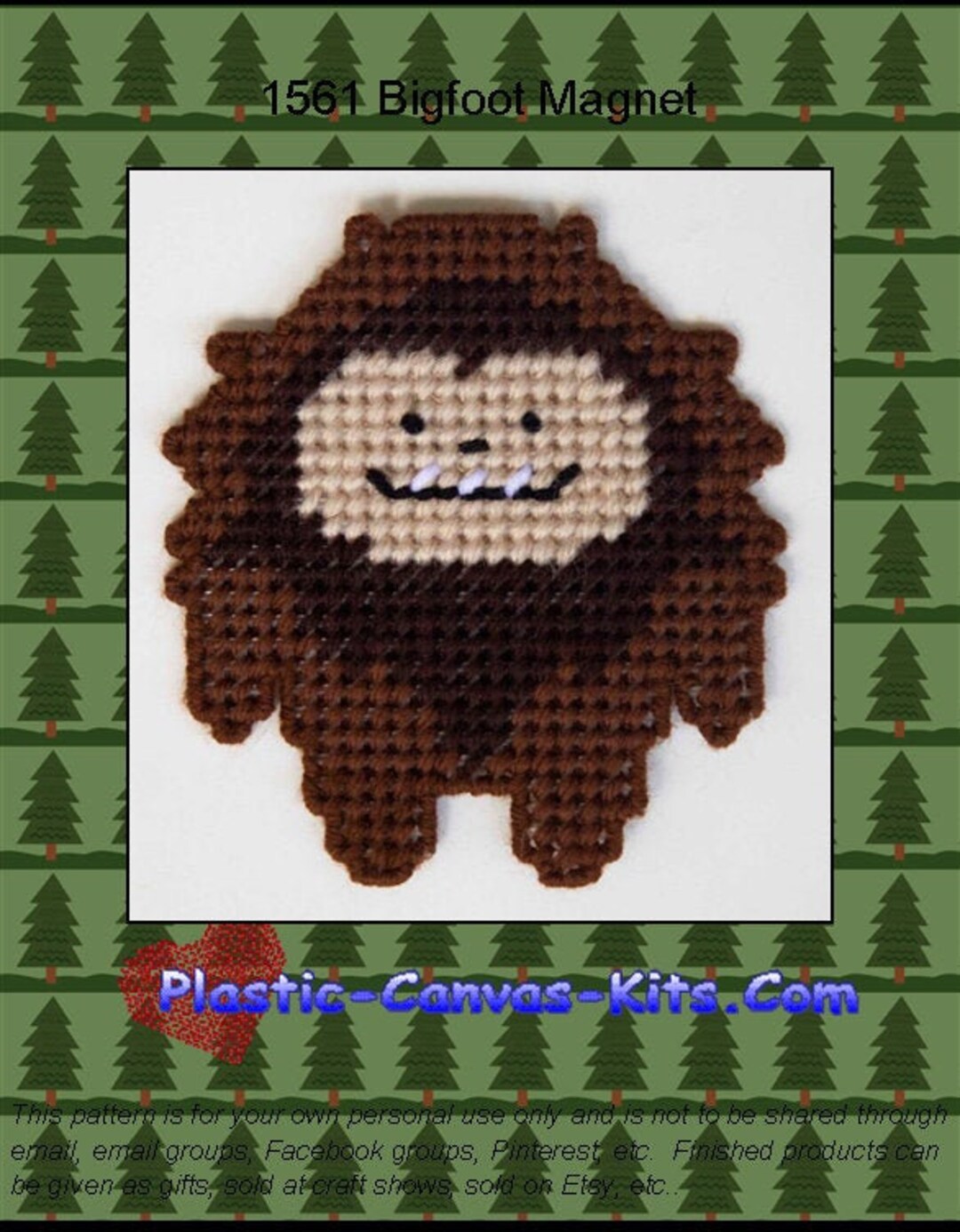 Bigfoot-sasquatch Magnet-plastic Canvas Pattern-pdf Download - Etsy