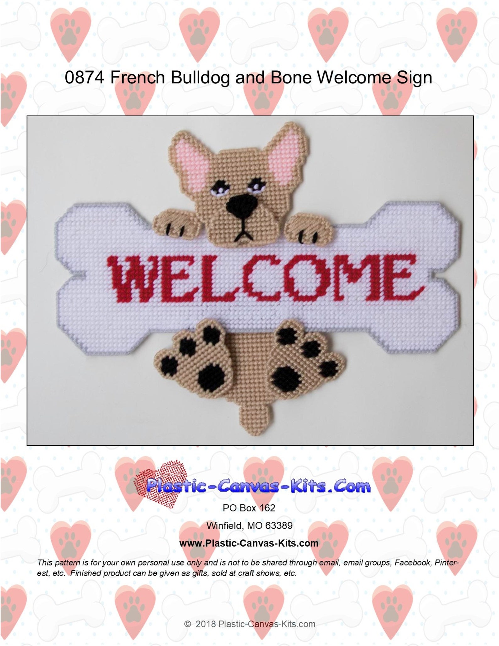 French Bulldog and Bone Welcome Sign-plastic Canvas - Etsy