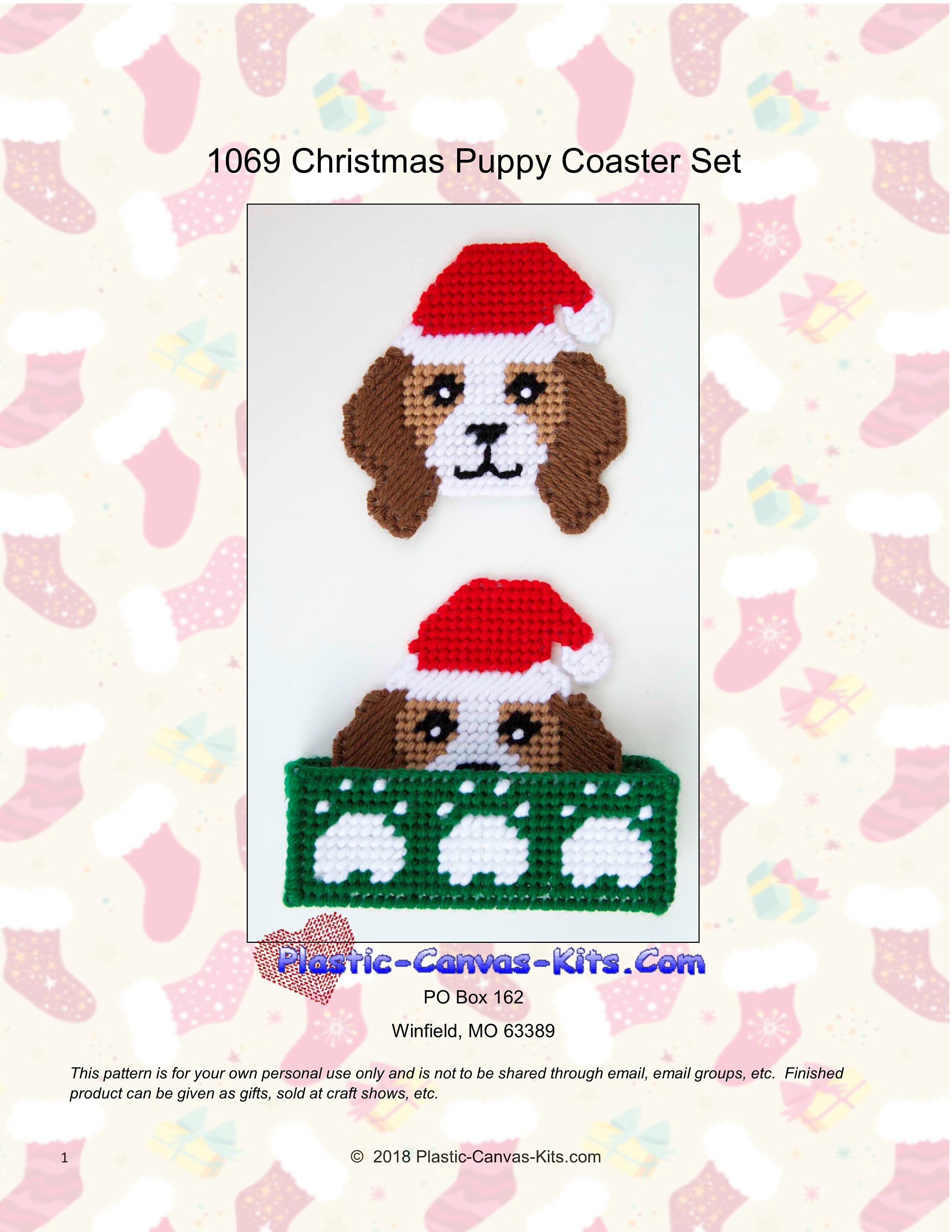 Christmas Puppy Dog Coaster Set-Plastic Canvas Pattern-PDF | Etsy