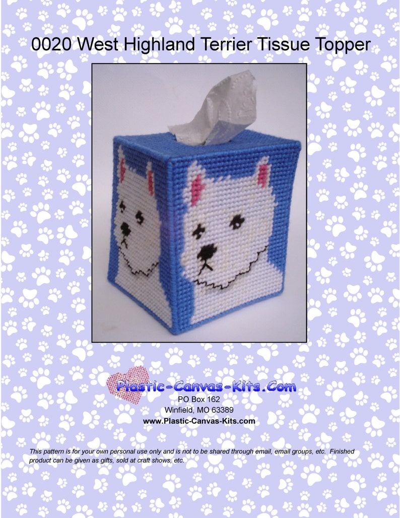 West Highland Terrier Tissue Topper-plastic Canvas Pattern-pdf Download ...