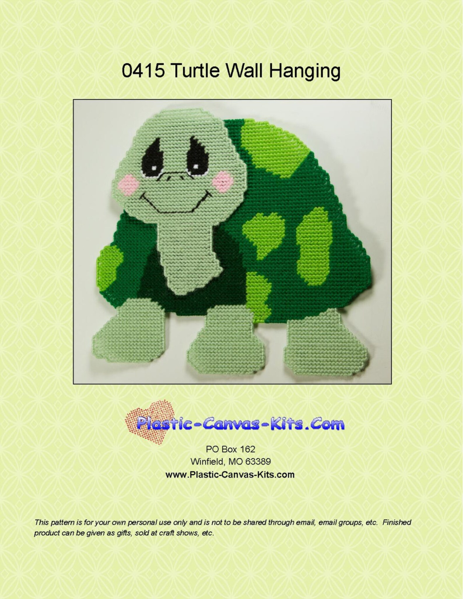 Turtle Wall Hanging-plastic Canvas Pattern-pdf Download - Etsy