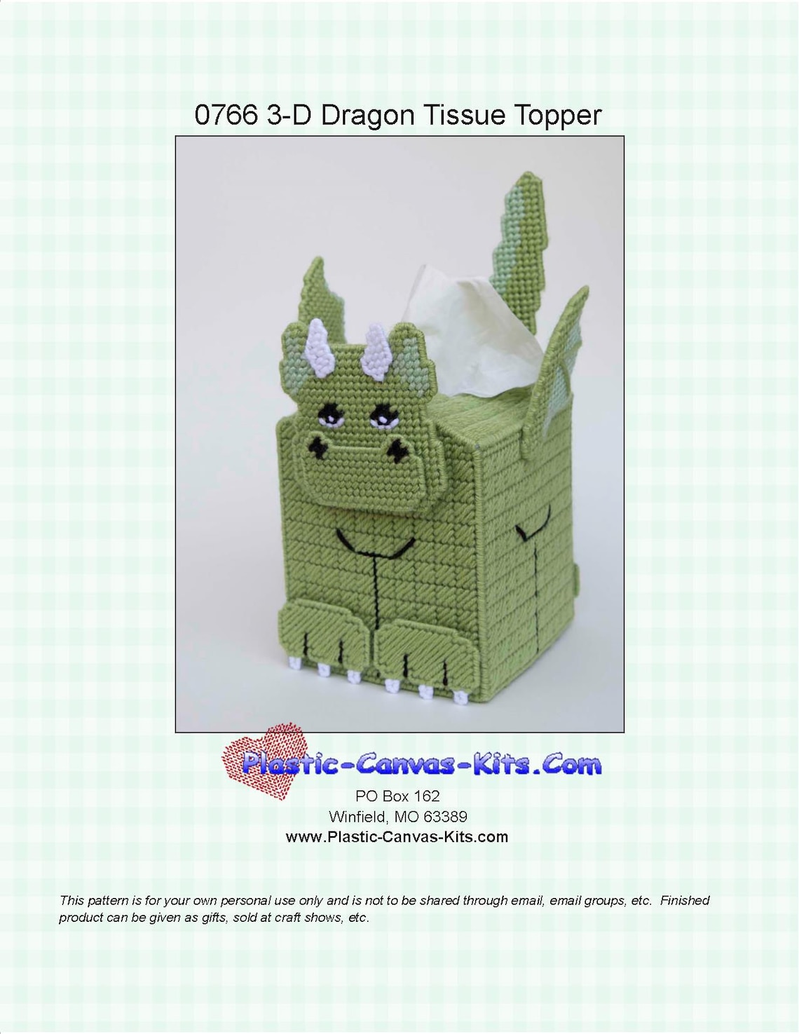 Dragon 3-D Tissue Topper-Plastic Canvas Pattern-PDF Download | Etsy