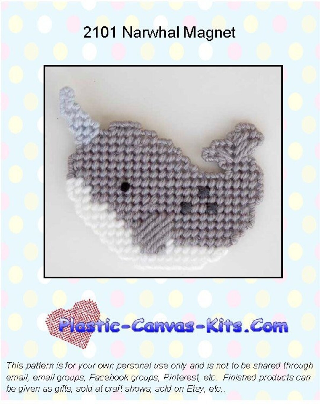 Narwhal Magnet-plastic Canvas Pattern-pdf Download - Etsy