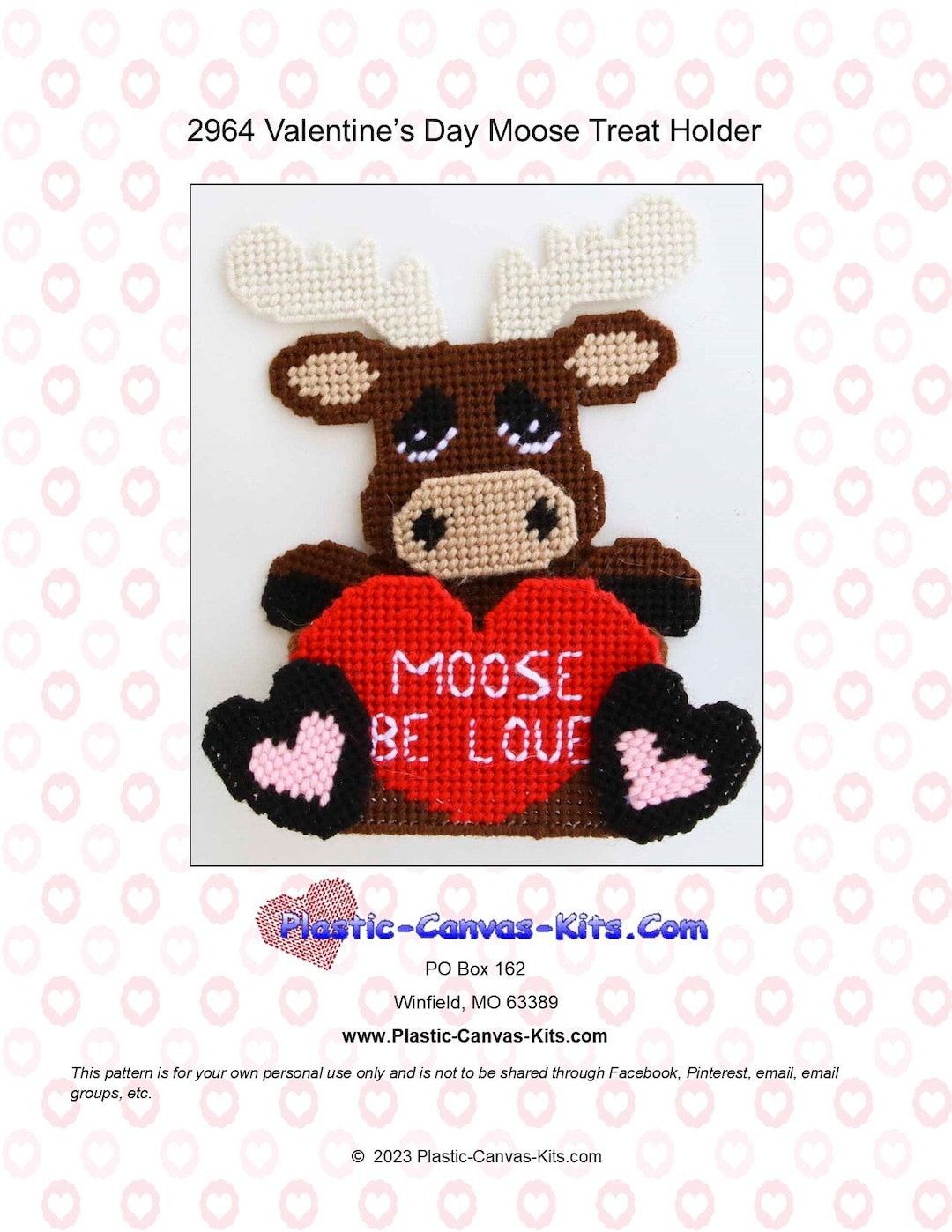 Valentine's Day Moose Treat Holder-plastic Canvas Pattern-pdf Download ...
