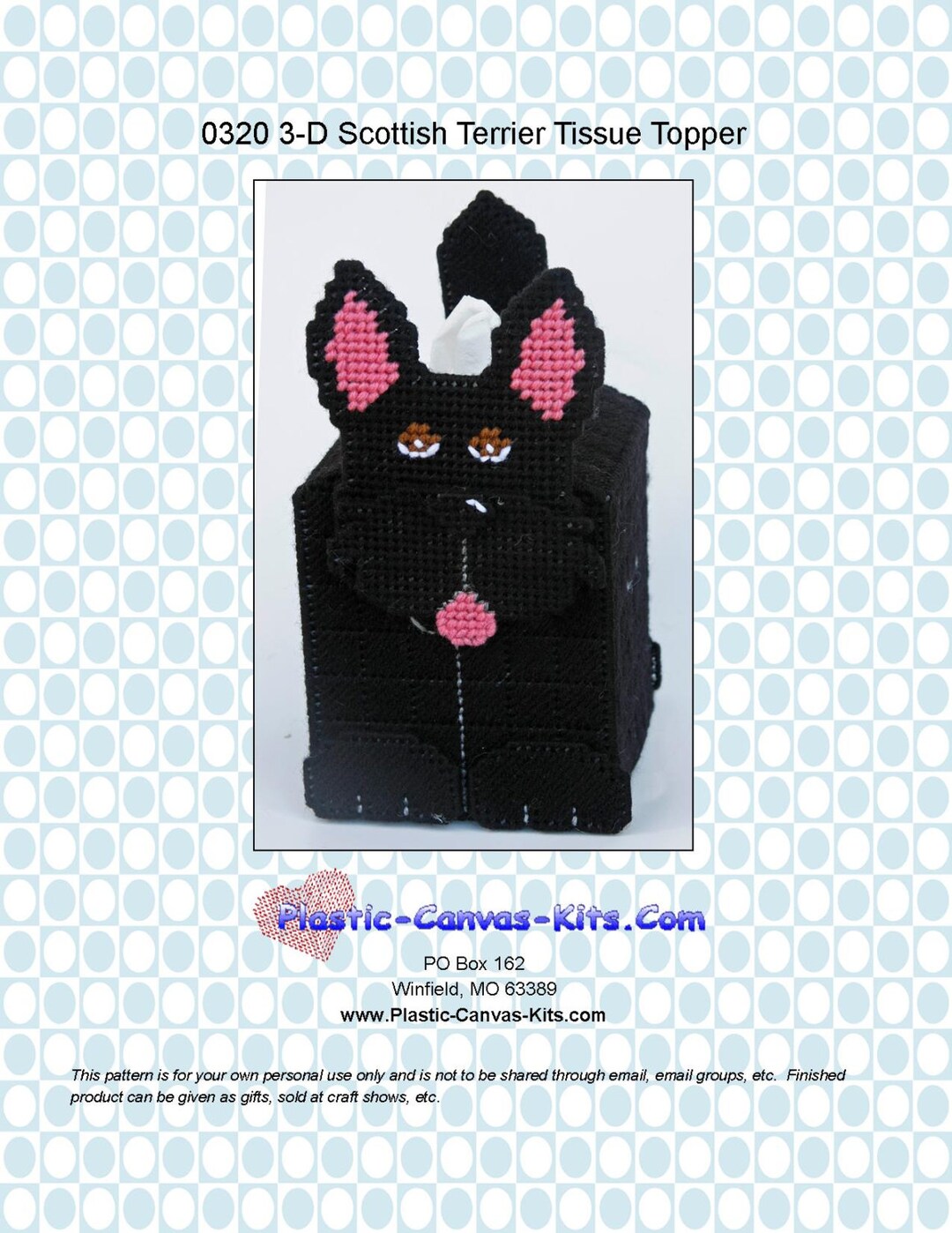 Scottish Terrier 3-D Tissue Topper-plastic Canvas Pattern-pdf Download ...