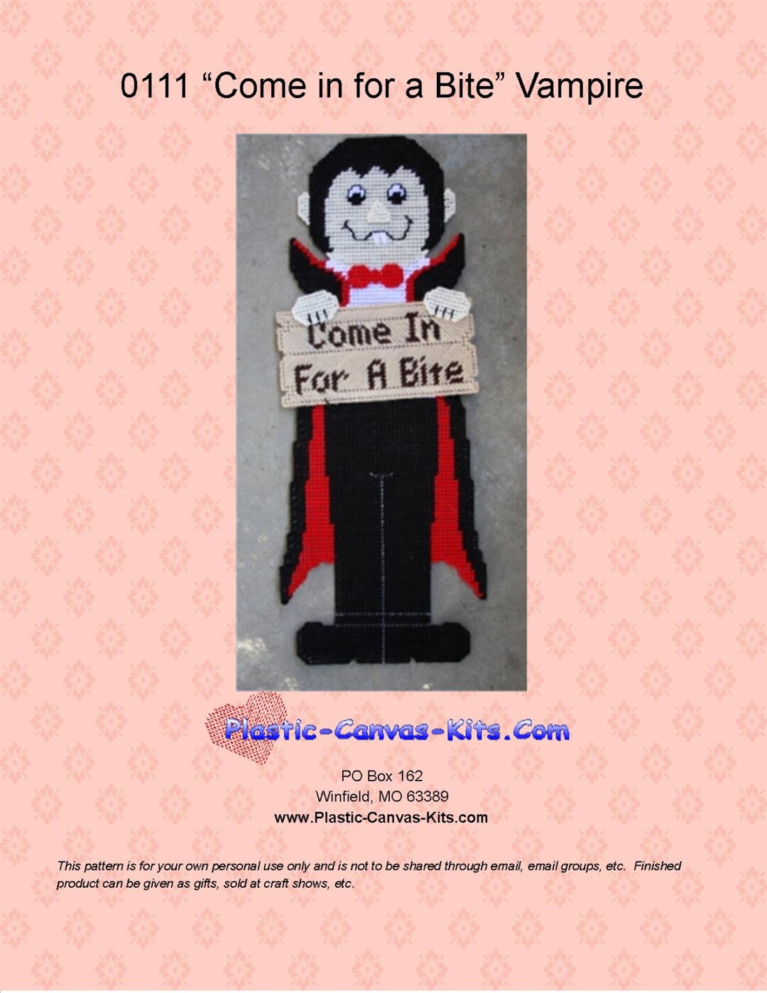 Come in for a Bite Vampire Halloween Wall Hanging-plastic Canvas ...
