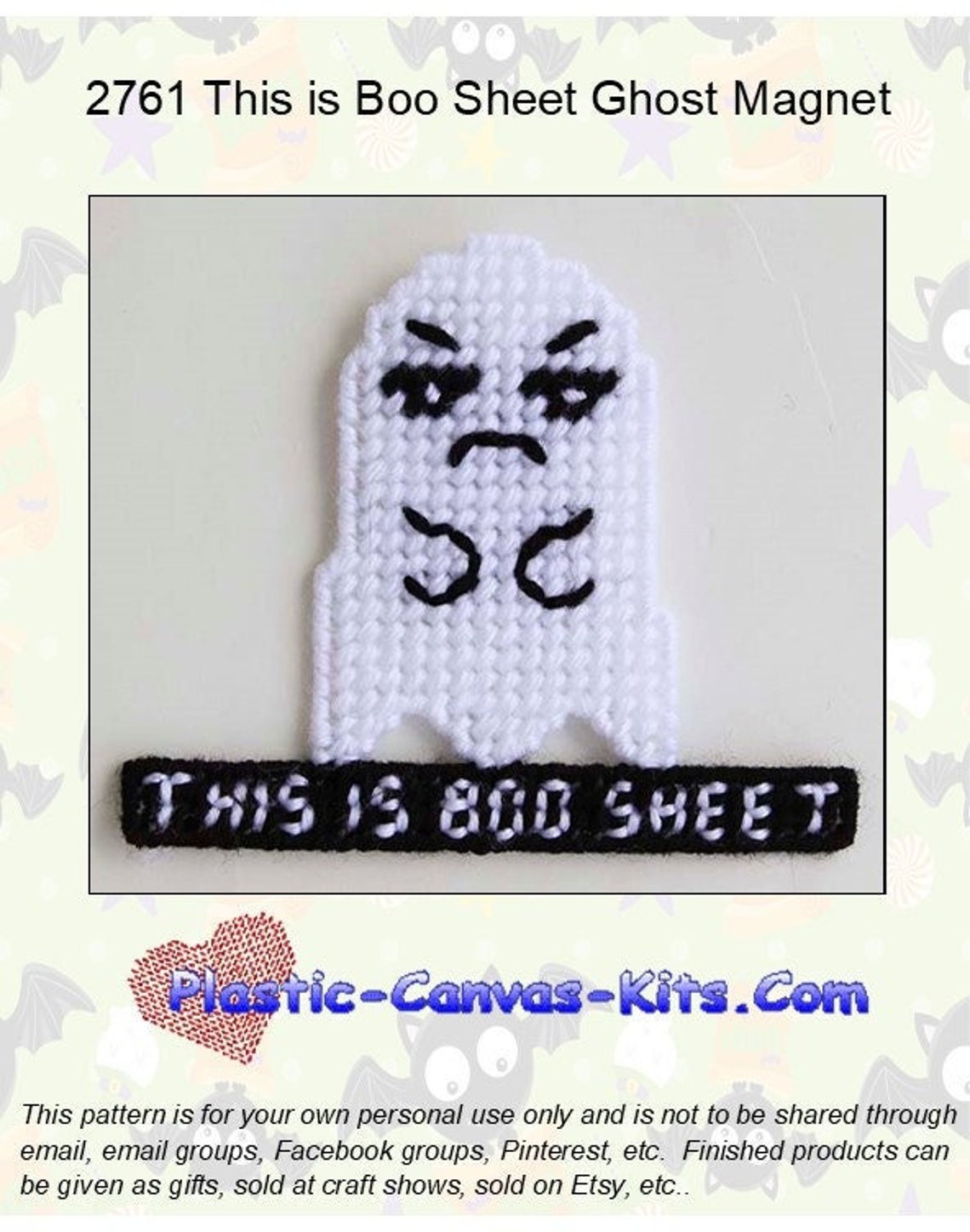 This is Boo Sheet Magnet-plastic Canvas Pattern-pdf Download - Etsy
