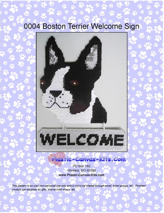 Boston Terrier Welcome Sign-plastic Canvas Pattern-pdf | Etsy