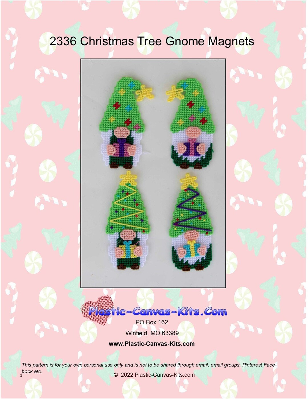 Christmas Tree Gnome Magnets-plastic Canvas Pattern-pdf Download - Etsy