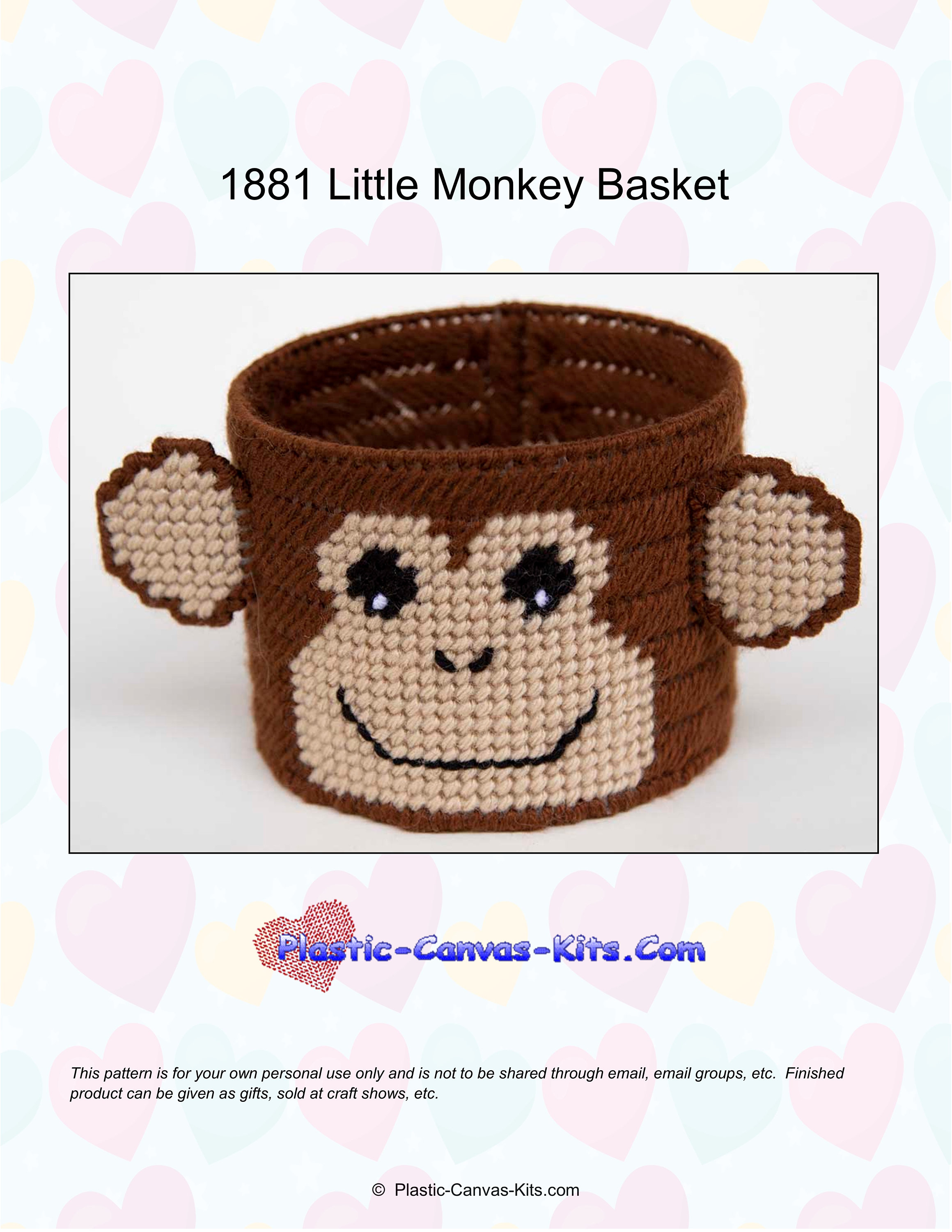 Little Monkey Basket-plastic Canvas Pattern-pdf Download - Etsy