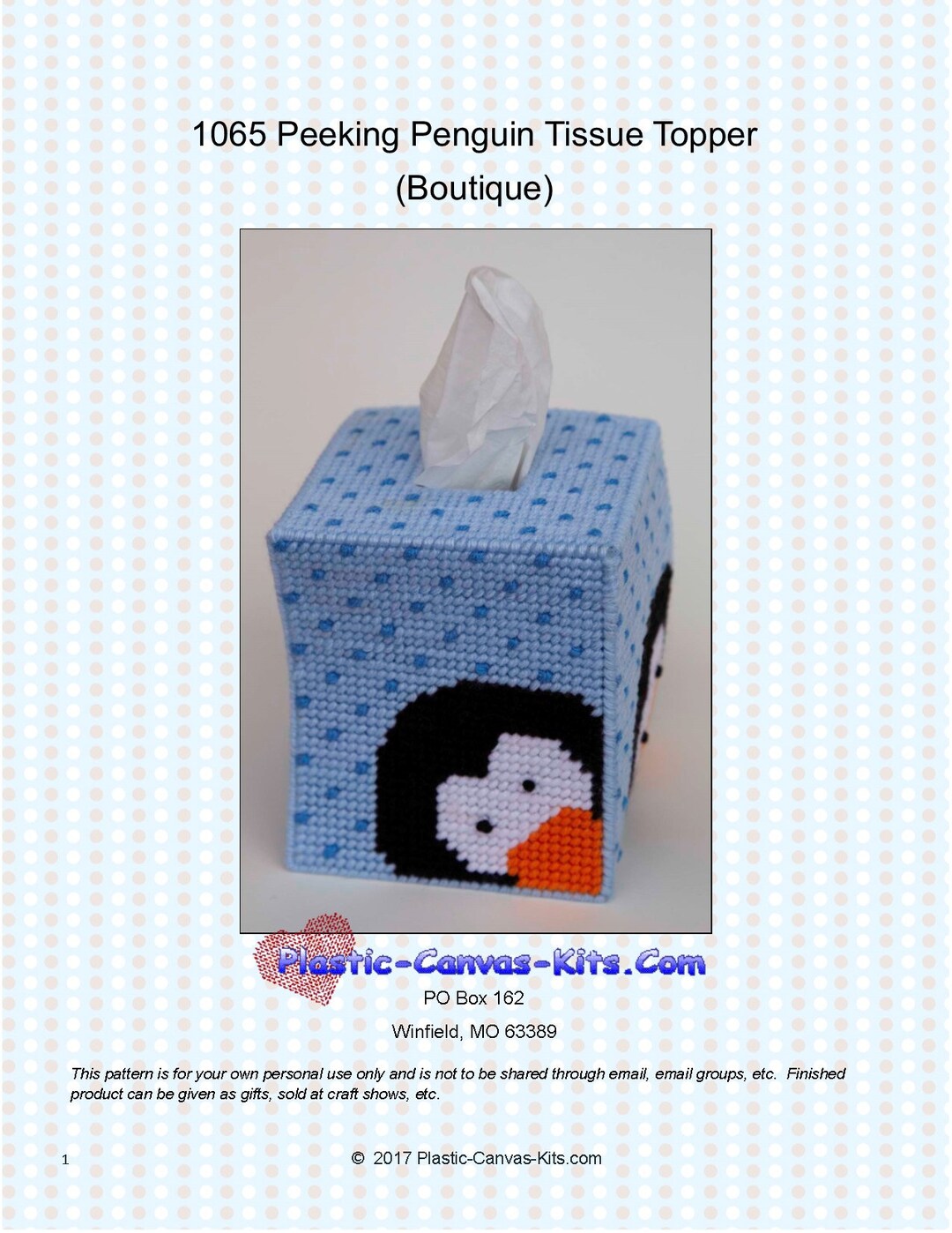 Peeking Penguin Tissue Topper-plastic Canvas Pattern-pdf Download - Etsy