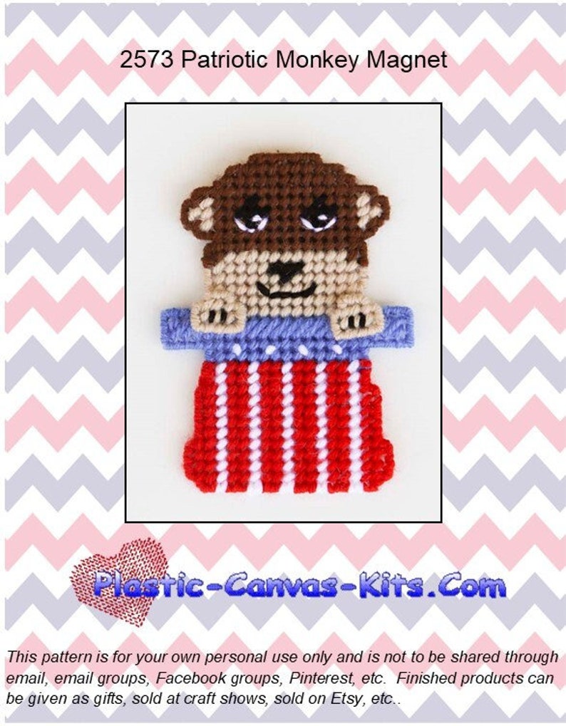 Patriotic Monkey Magnet-plastic Canvas Pattern-pdf Download - Etsy