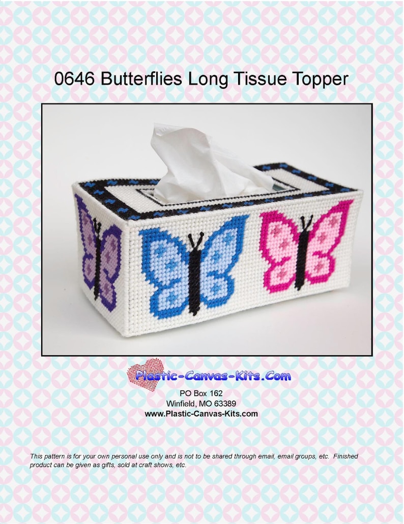 Butterfly Long Style Tissue Topper-plastic Canvas Pattern-pdf Download ...
