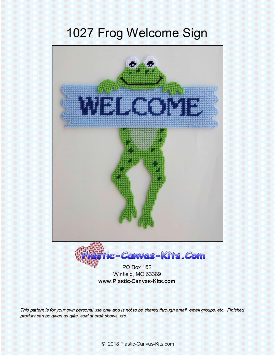 Frog Welcome Sign-plastic Canvas Pattern-pdf Download - Etsy
