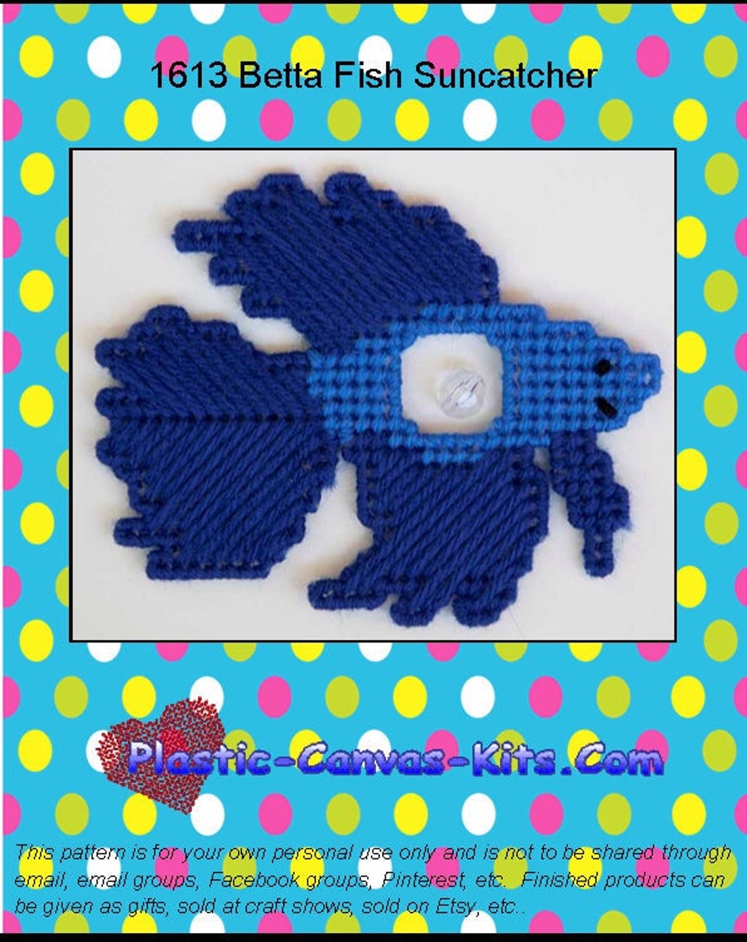 Beta Fish Suncatcher-plastic Canvas Pattern-pdf Download - Etsy