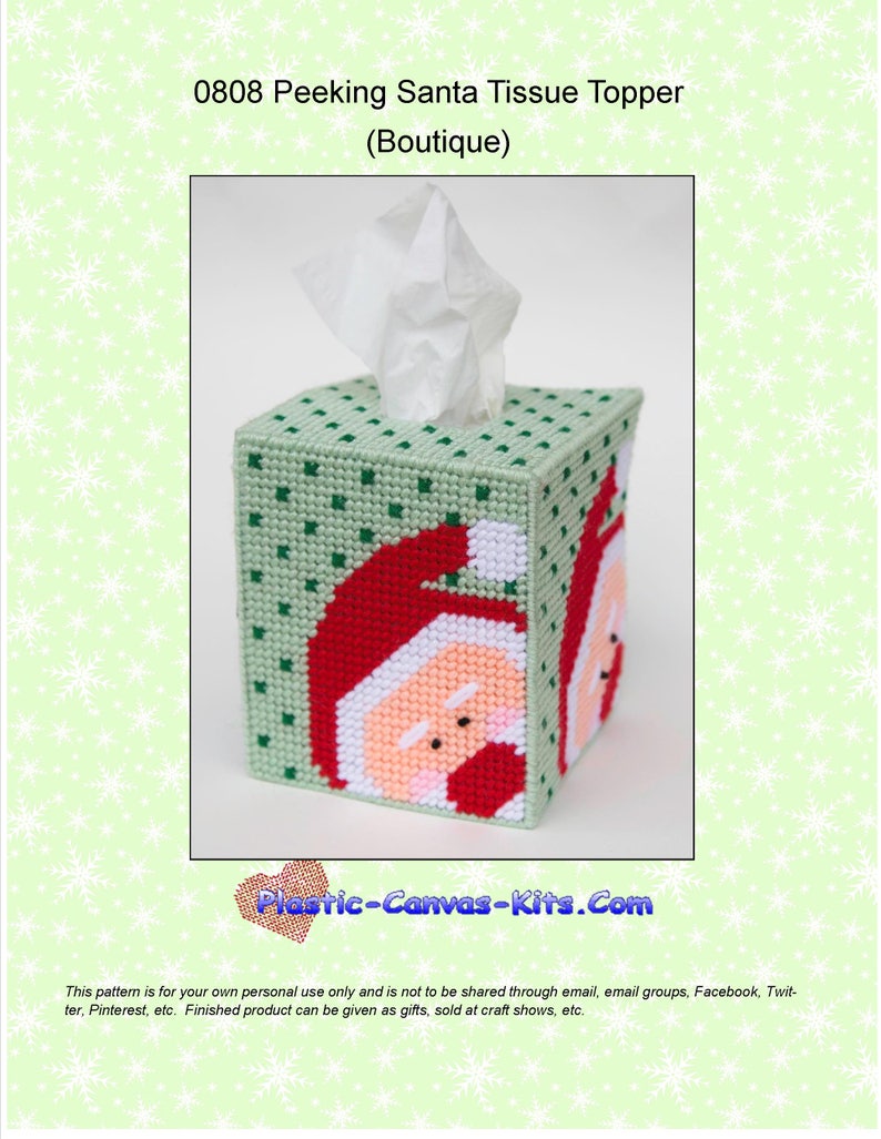 Peeking Santa Tissue Topper-christmas-plastic Canvas Pattern-pdf ...