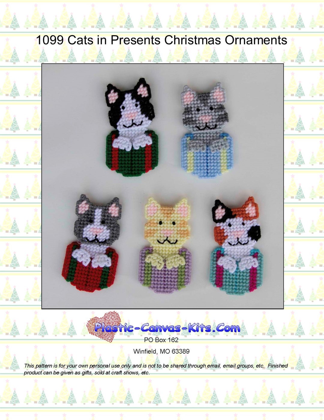Cats in Presents Christmas Ornaments-plastic Canvas Pattern-pdf ...