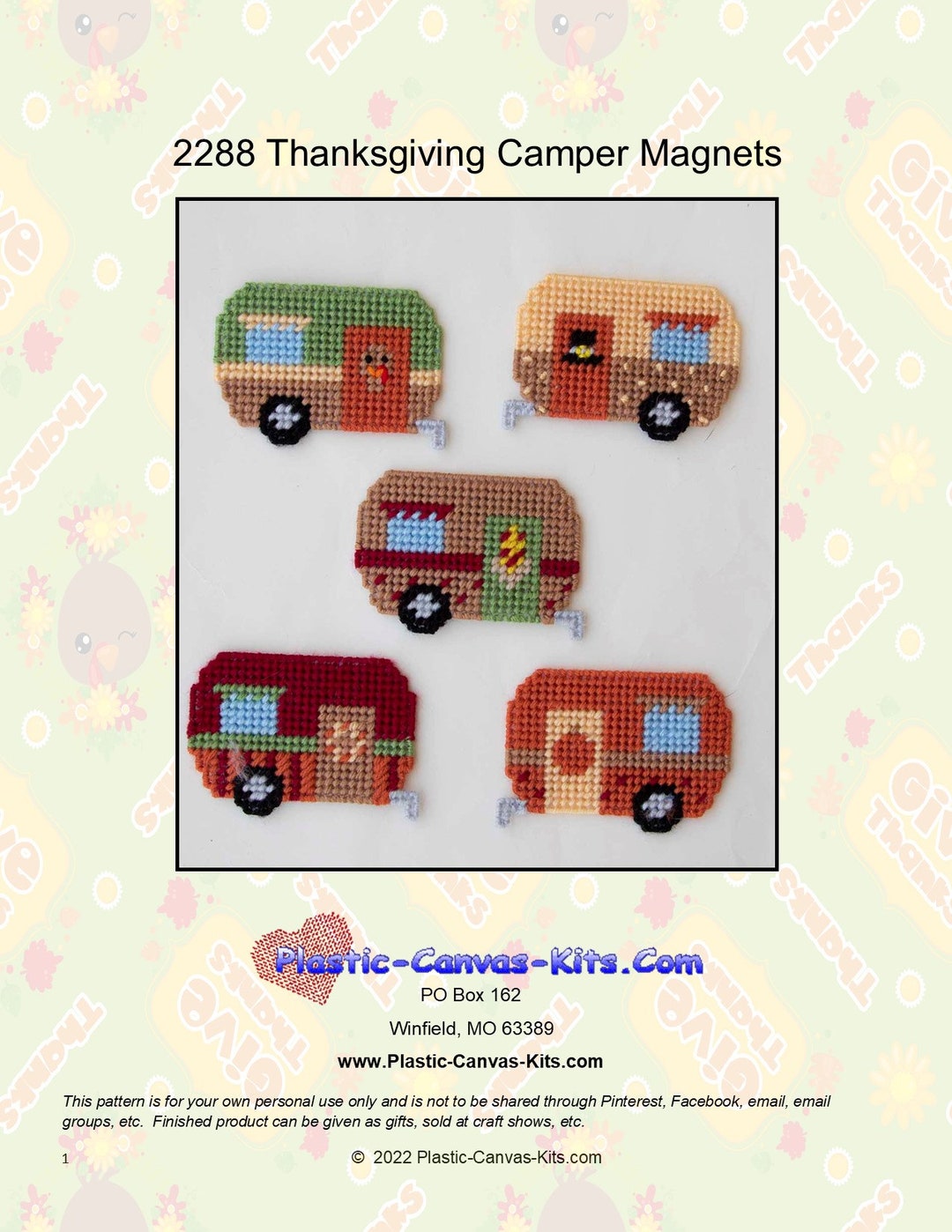 Thanksgiving Camper Magnets-plastic Canvas Pattern-pdf Download - Etsy