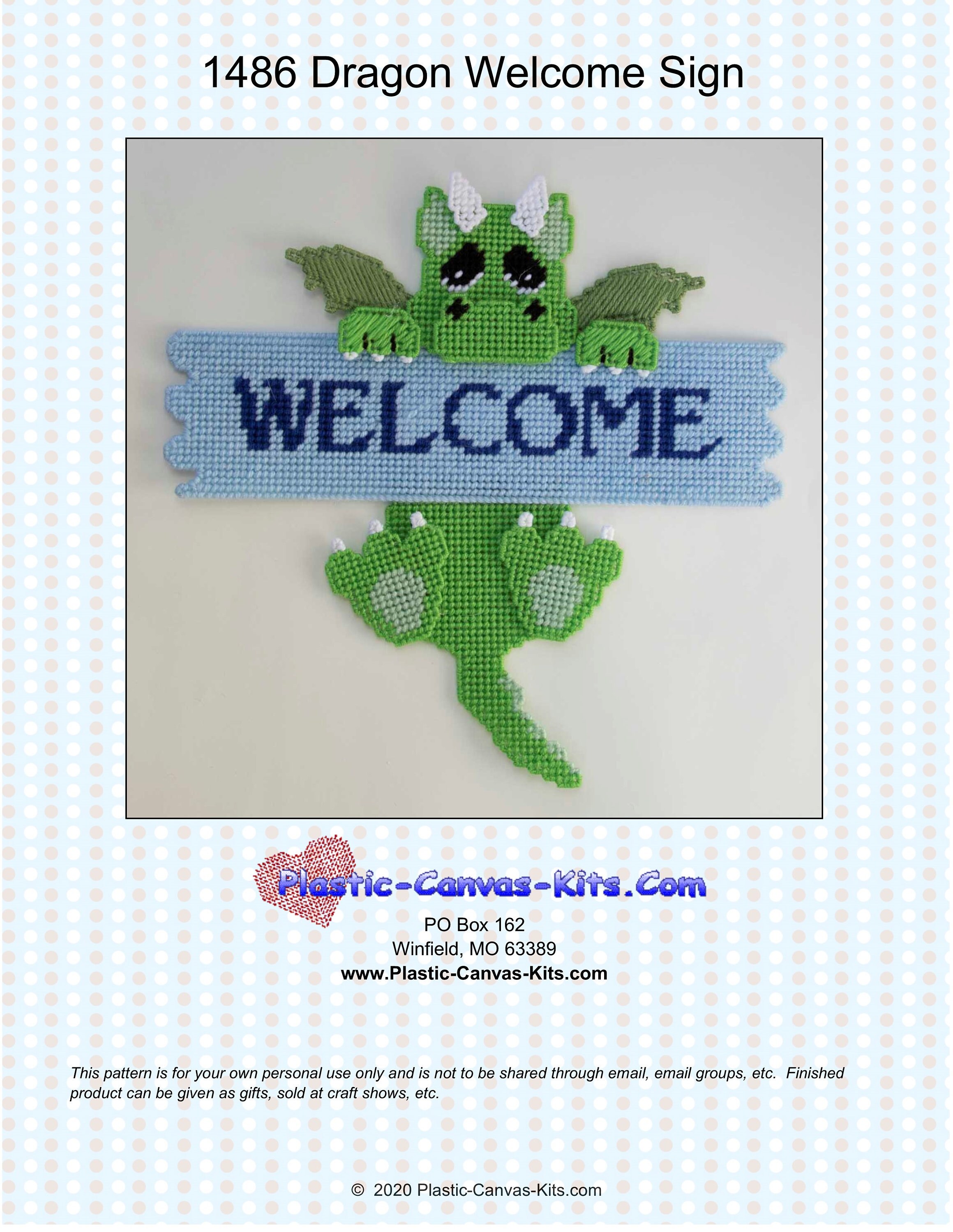 Dragon Welcome Sign-plastic Canvas Pattern-pdf Download - Etsy