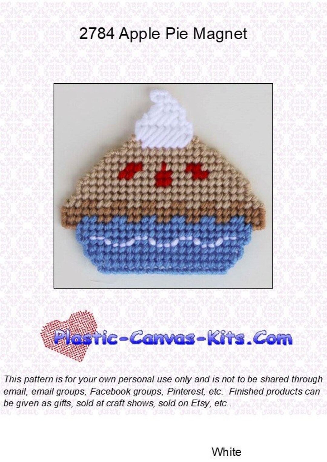 Apple Pie Magnet-plastic Canvas Pattern-pdf Download - Etsy
