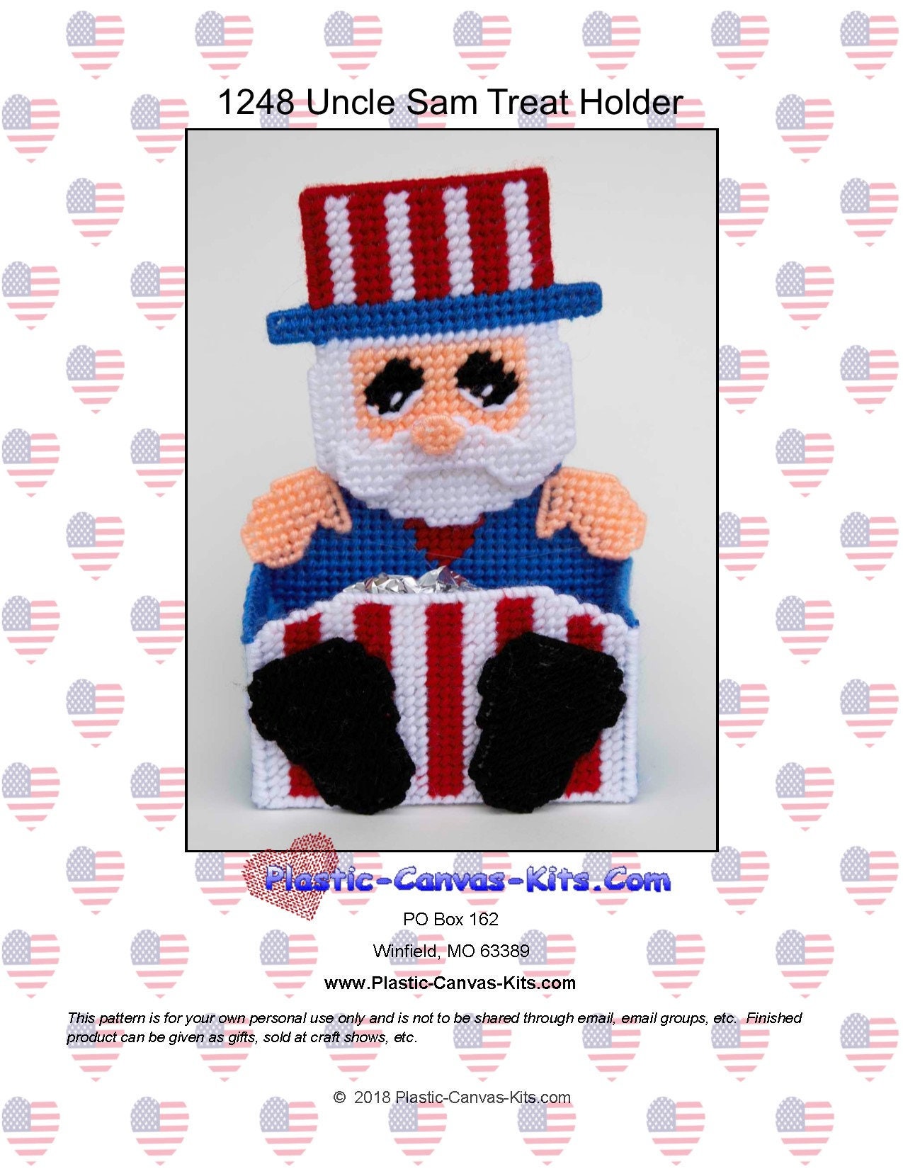 Uncle Sam Treat Holder-patriotic-4th of July-plastic Canvas Pattern-pdf ...