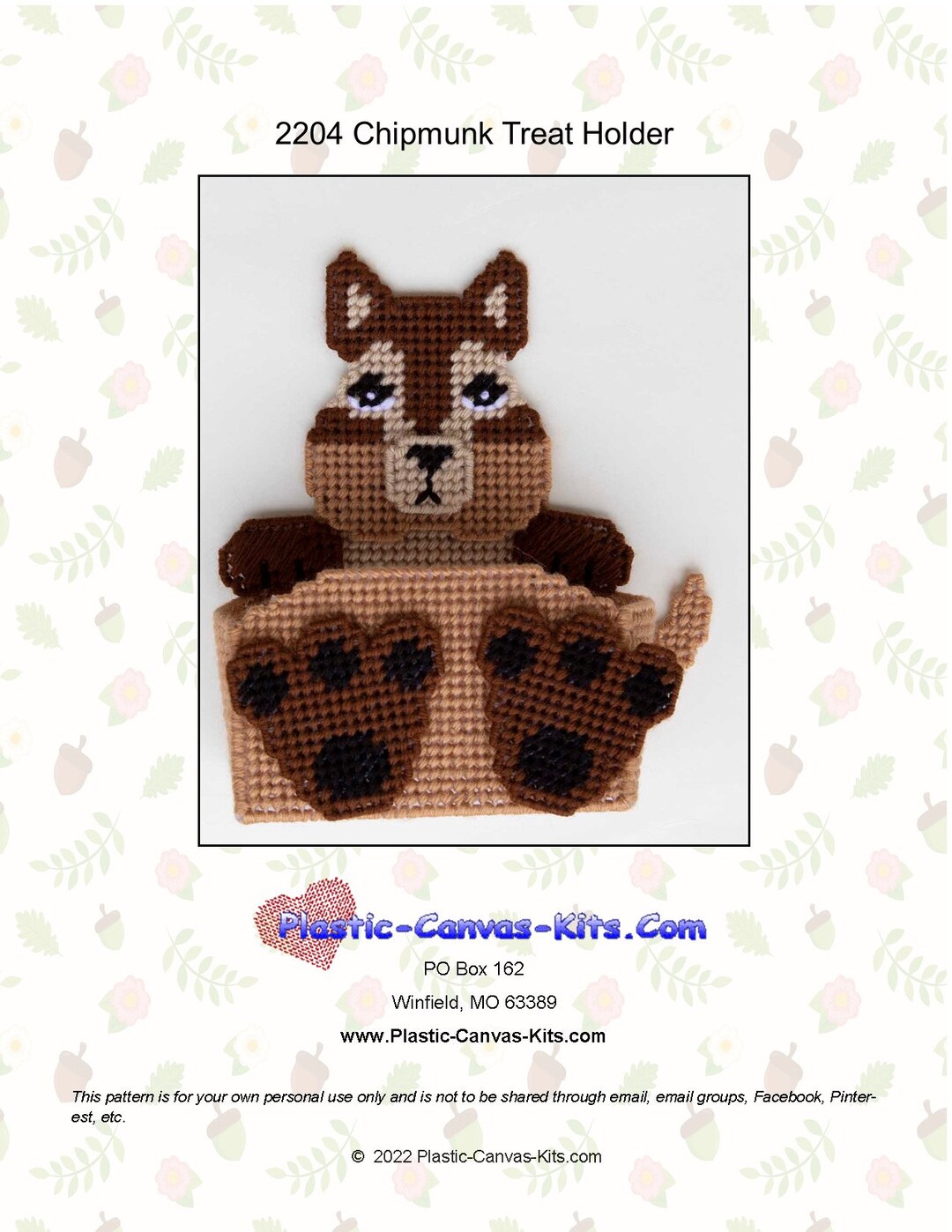 Chipmunk Treat Holder-plastic Canvas Pattern-pdf Download - Etsy