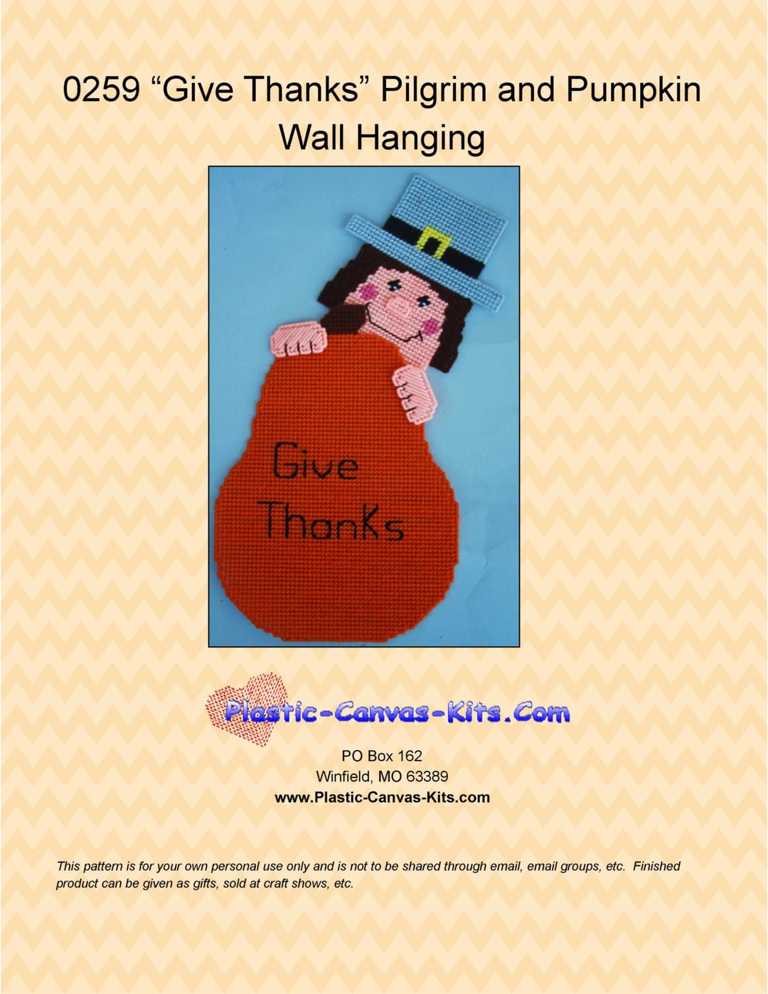 Give Thanks Pilgrim With Pumpkin-plastic Canvas Pattern-pdf Download - Etsy