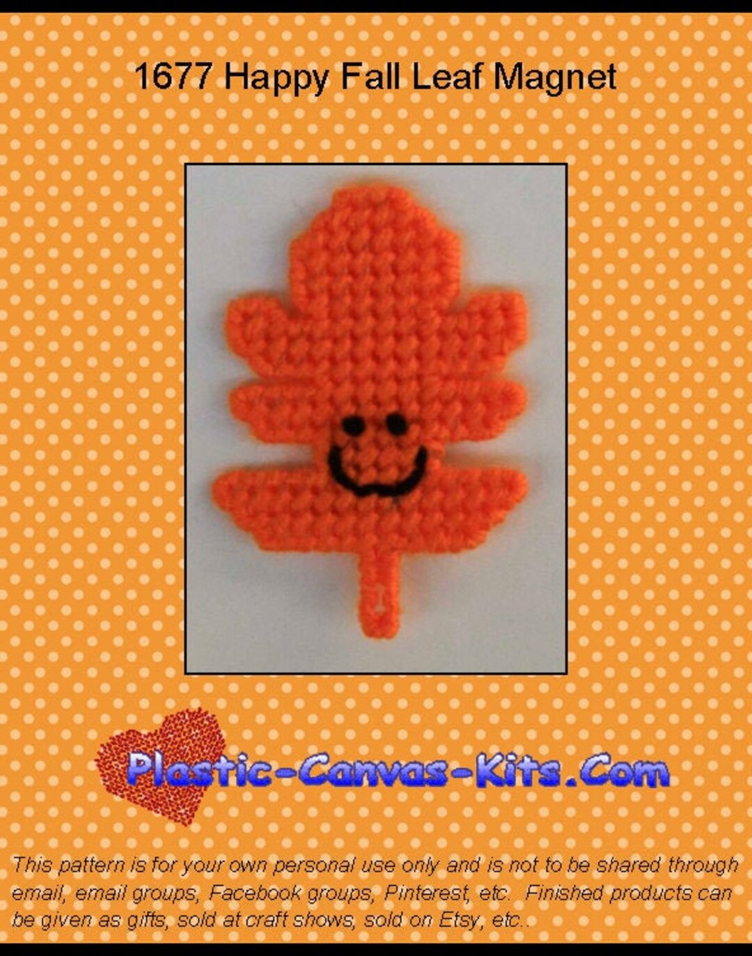 Happy Fall Leaf Magnet-plastic Canvas Pattern-pdf Download - Etsy
