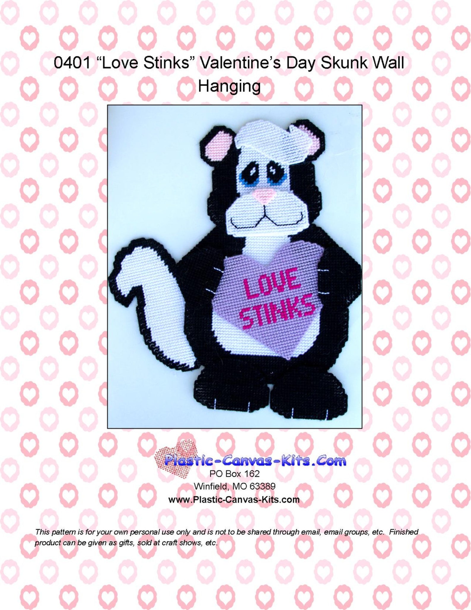 Love Stinks Valentine's Day Skunk-plastic Canvas Pattern-pdf Download ...