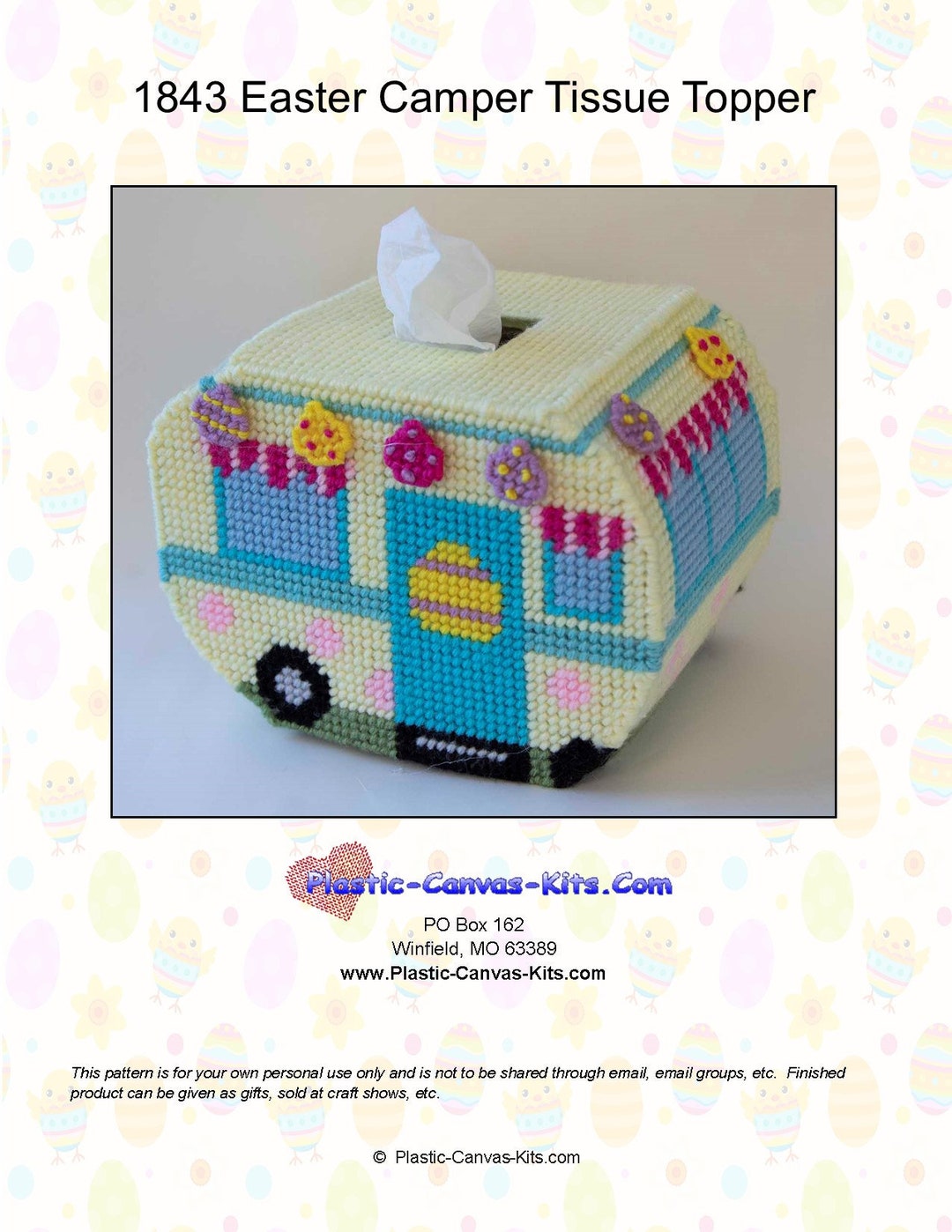 Easter Camper Tissue Topper-plastic Canvas Pattern-pdf Download - Etsy