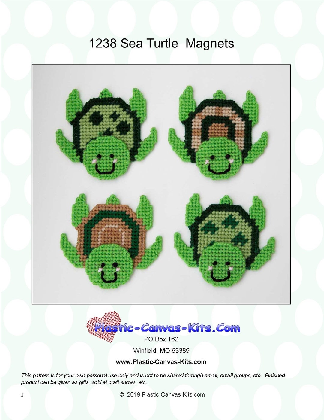 Sea Turtle Magnets-plastic Canvas Pattern-pdf Download - Etsy