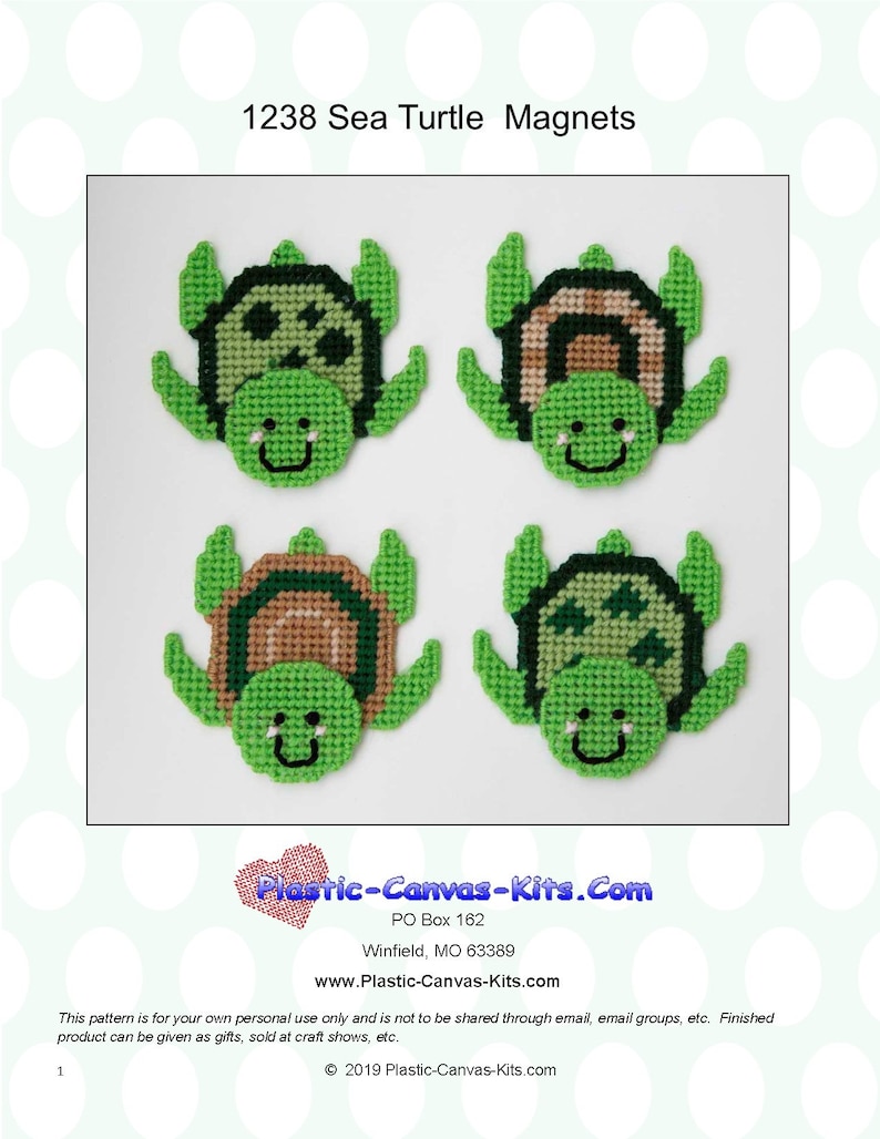 Sea Turtle Magnets-plastic Canvas Pattern-pdf Download - Etsy
