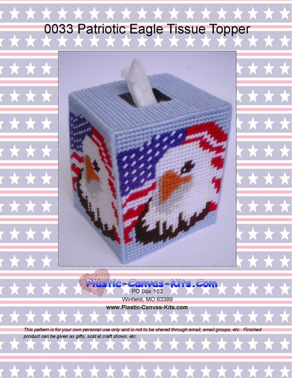 Patriotic Eagle Tissue Topper-plastic Canvas Pattern-pdf Download - Etsy