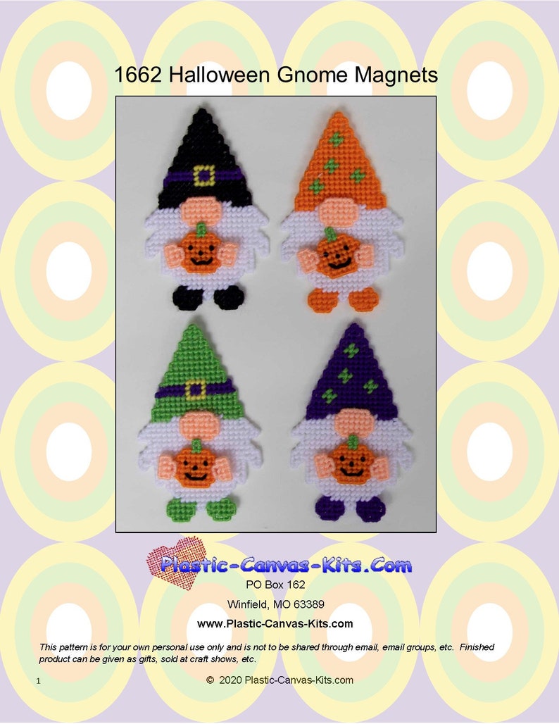 Halloween Gnome Magnets-plastic Canvas Pattern-pdf Download - Etsy