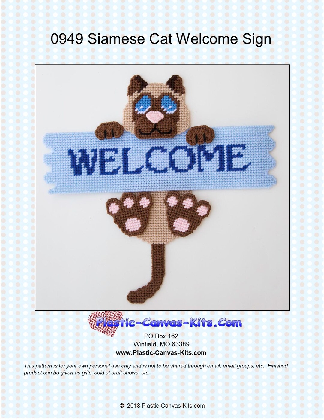 Siamese Cat Welcome Sign-plastic Canvas Pattern-pdf Download - Etsy