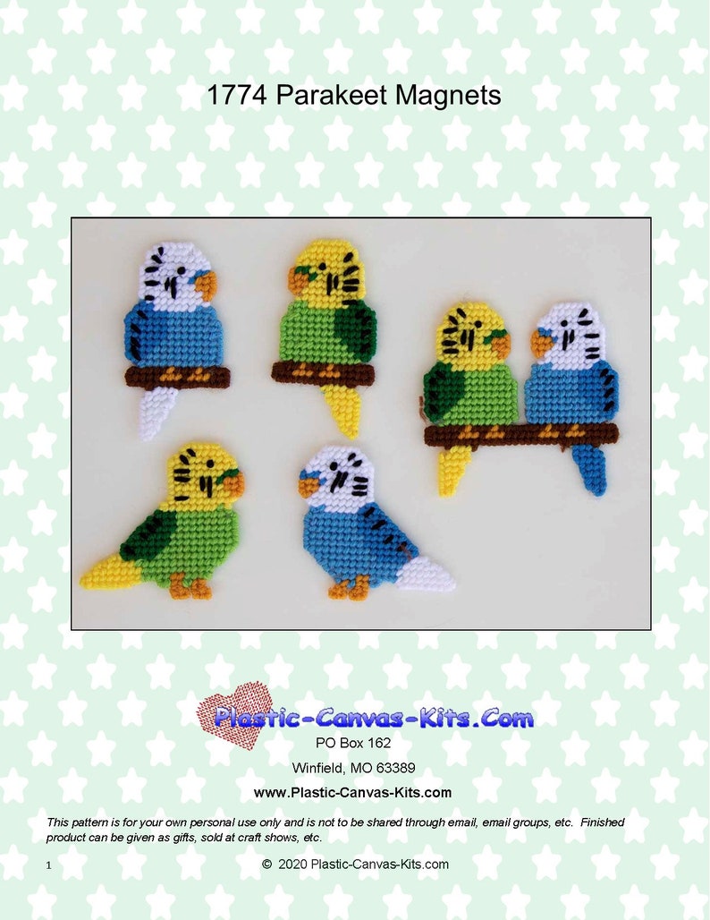 Parakeet Magnets-plastic Canvas Pattern-pdf Download - Etsy