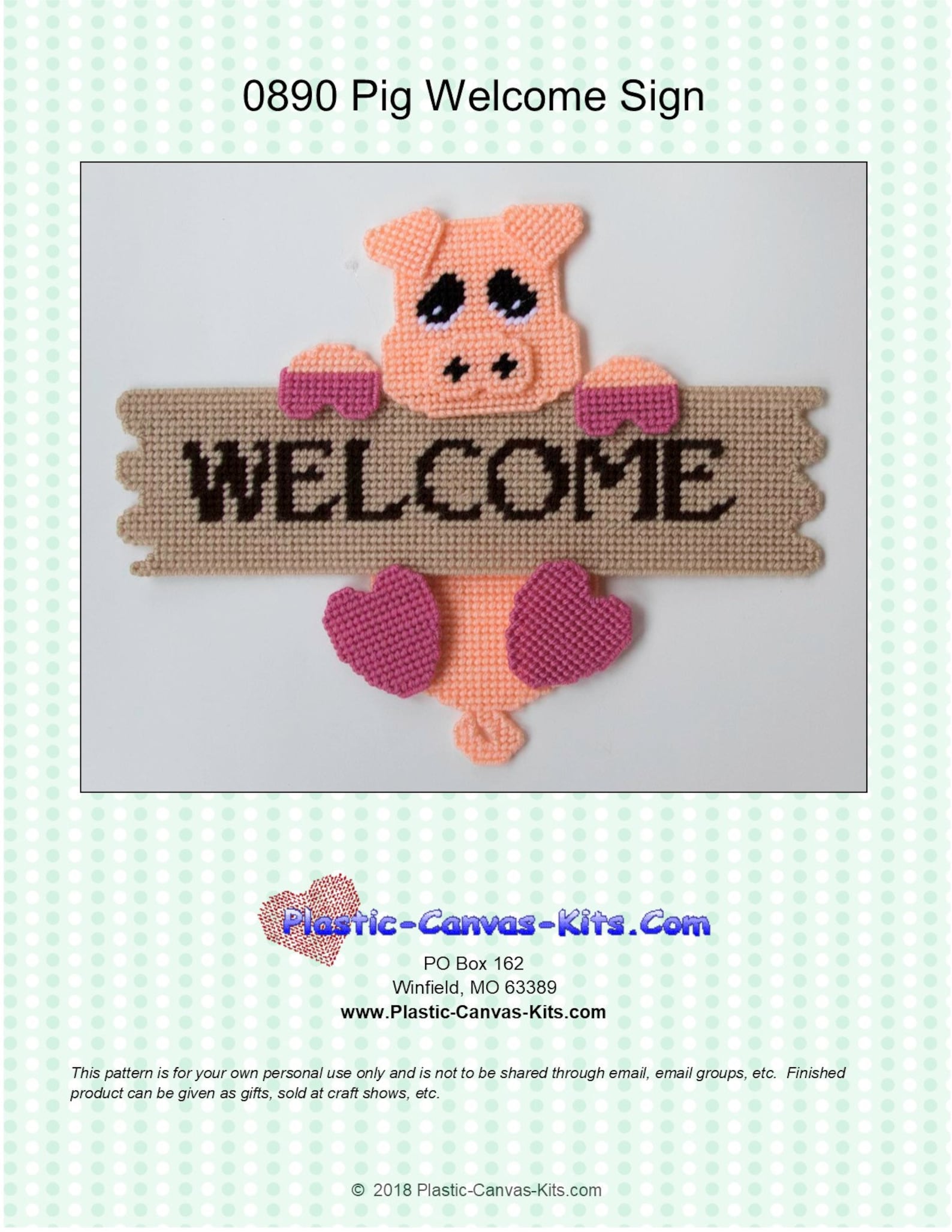 Pig Welcome Sign-plastic Canvas Pattern-pdf Download - Etsy