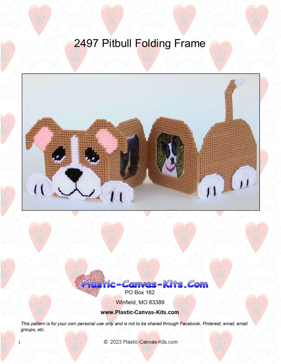 Pitbull Dog Folding Frame-plastic Canvas Pattern-pdf Download - Etsy
