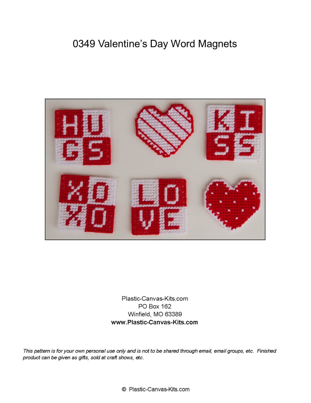 Valentine's Day Word Magnets-plastic Canvas Pattern-pdf Download - Etsy