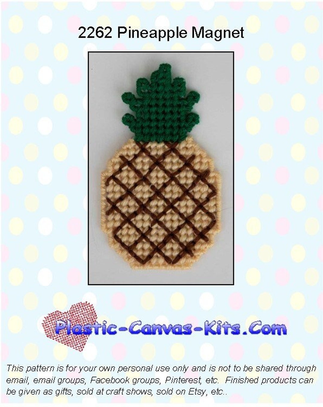 Pineapple Magnet-plastic Canvas Pattern-pdf Download - Etsy