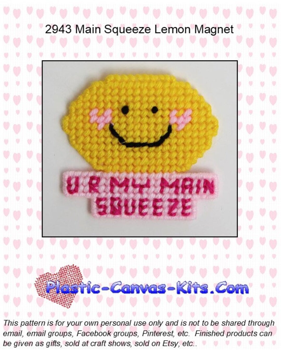 Main Squeeze Lemon Magnet-plastic Canvas Pattern-pdf Download - Etsy