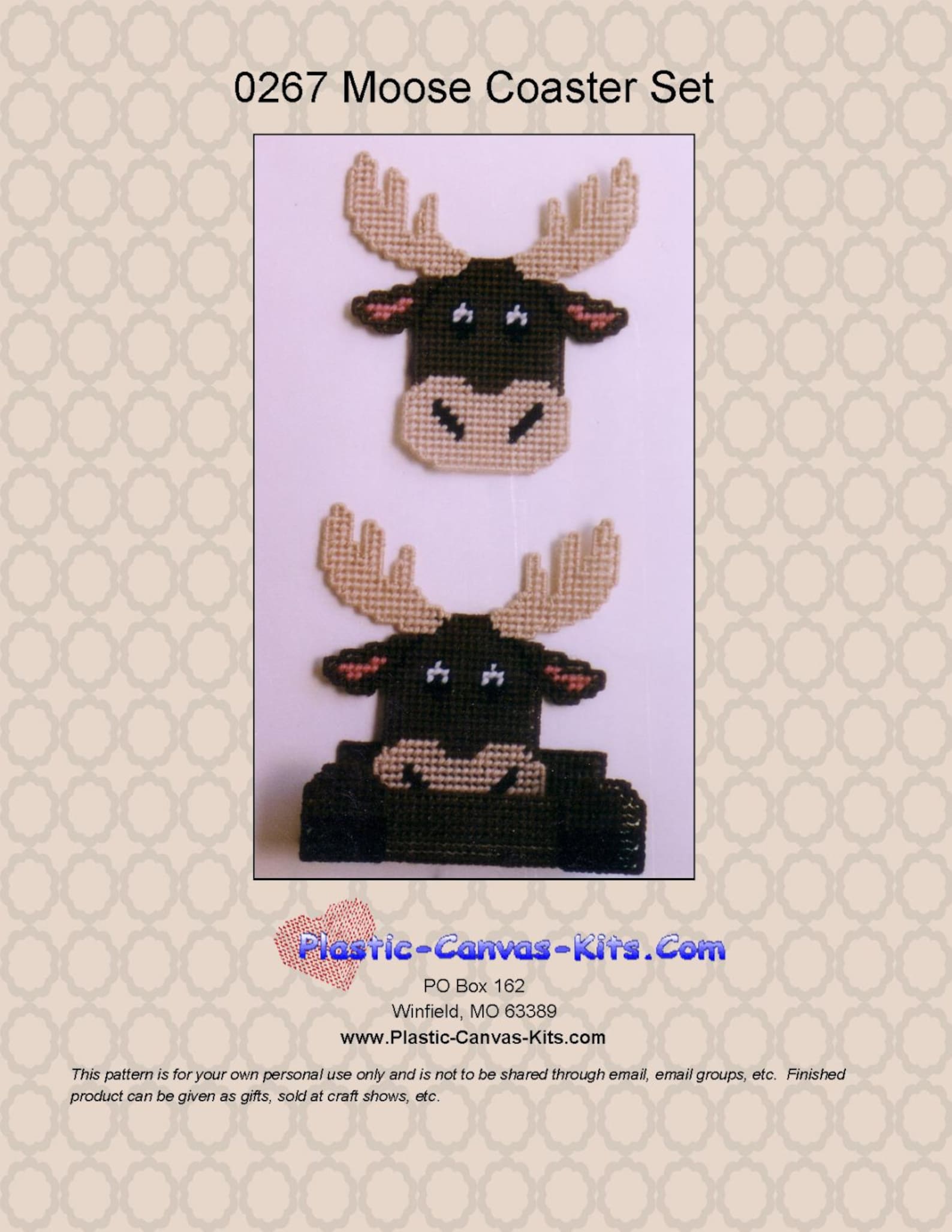 Moose Coaster Set-plastic Canvas Pattern-pdf Download - Etsy