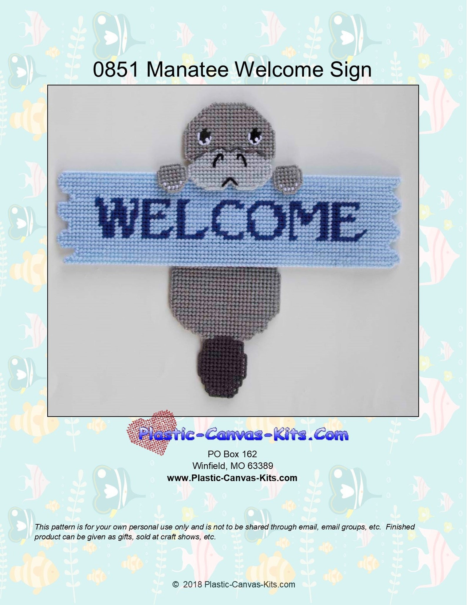 Manatee Welcome Sign-plastic Canvas Pattern-pdf Download - Etsy