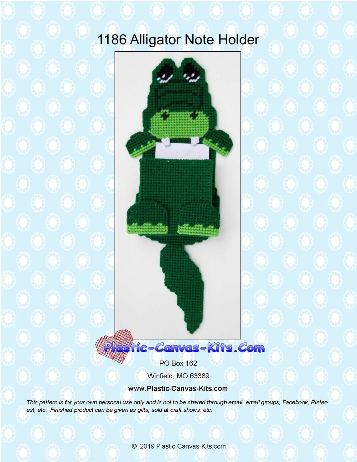 Alligator Magnetic Note Holder-plastic Canvas Pattern-pdf Download - Etsy