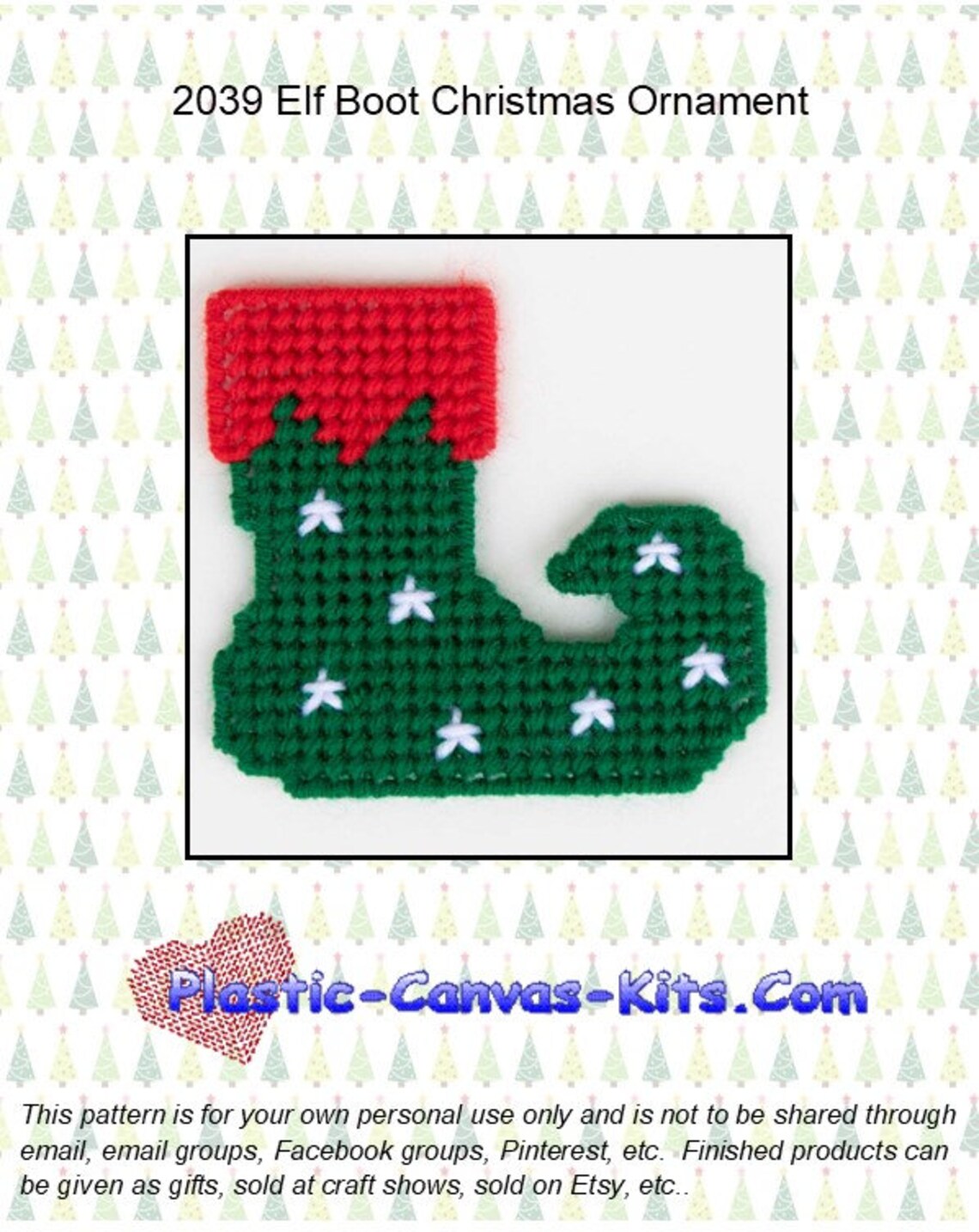 Elf Boot Christmas Ornament-plastic Canvas Pattern-pdf Download - Etsy
