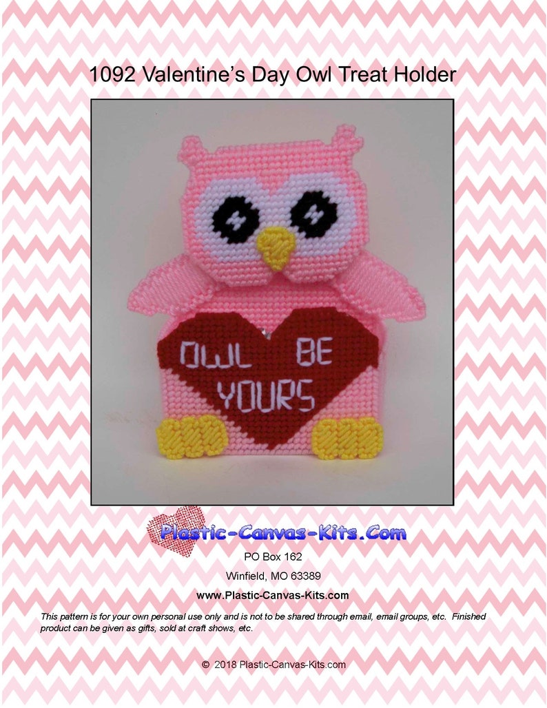Valentine's Day Owl Treat Holder-plastic Canvas Pattern-pdf Download - Etsy