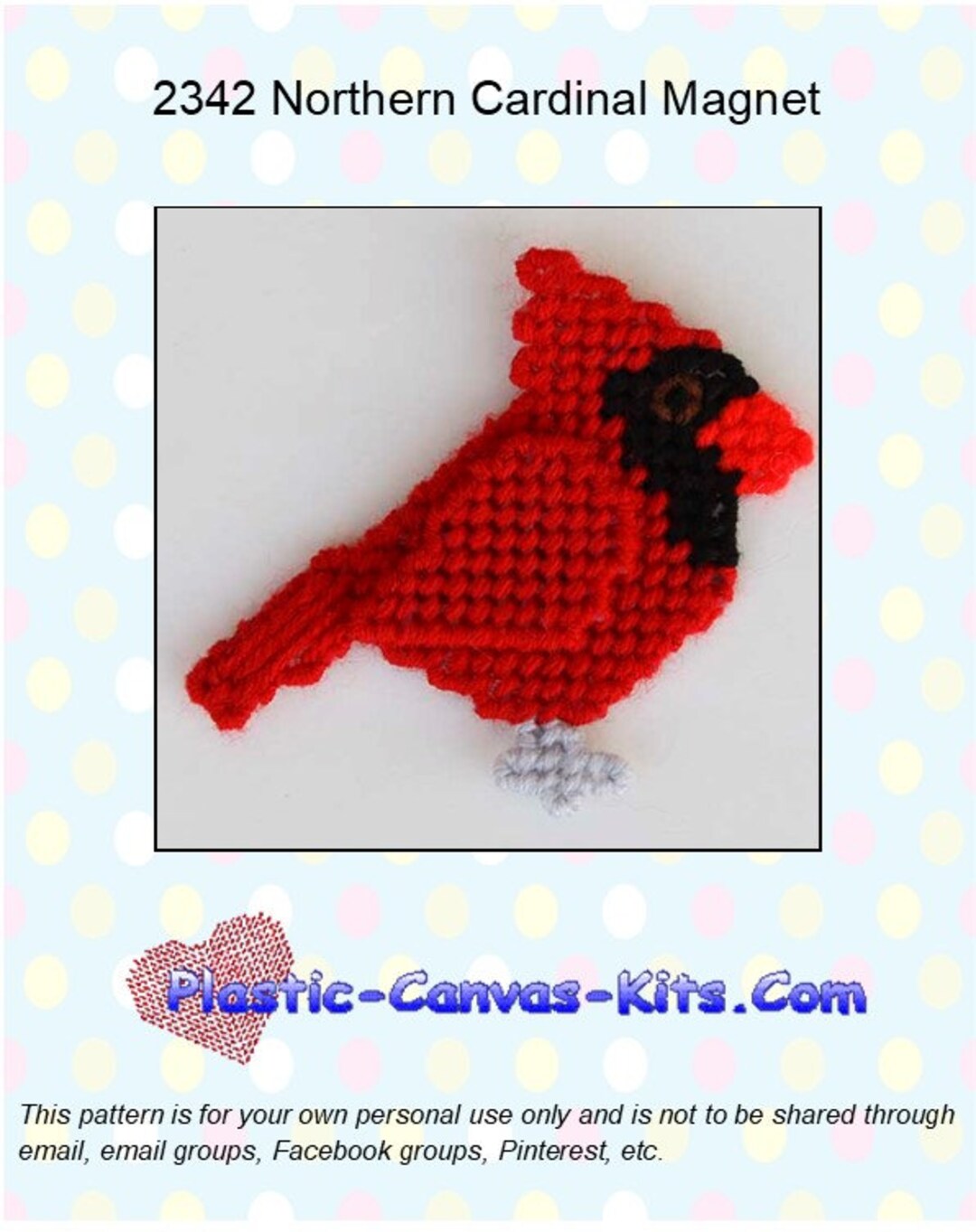Northern Cardinal Bird Magnet-plastic Canvas Pattern-pdf Download - Etsy