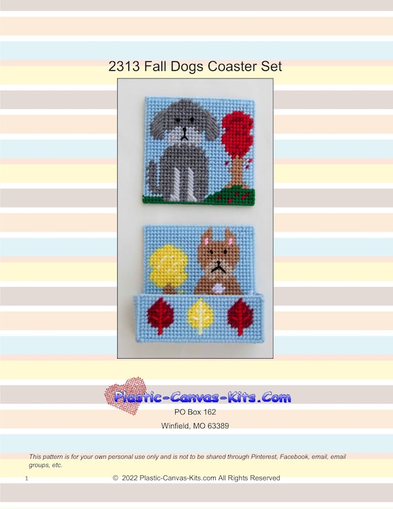Fall Dogs Coaster Set-plastic Canvas Pattern-pdf Download - Etsy