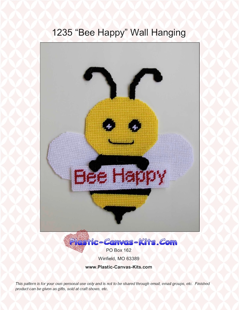 Bee Happy Wall Hanging-plastic Canvas Pattern-pdf Download - Etsy